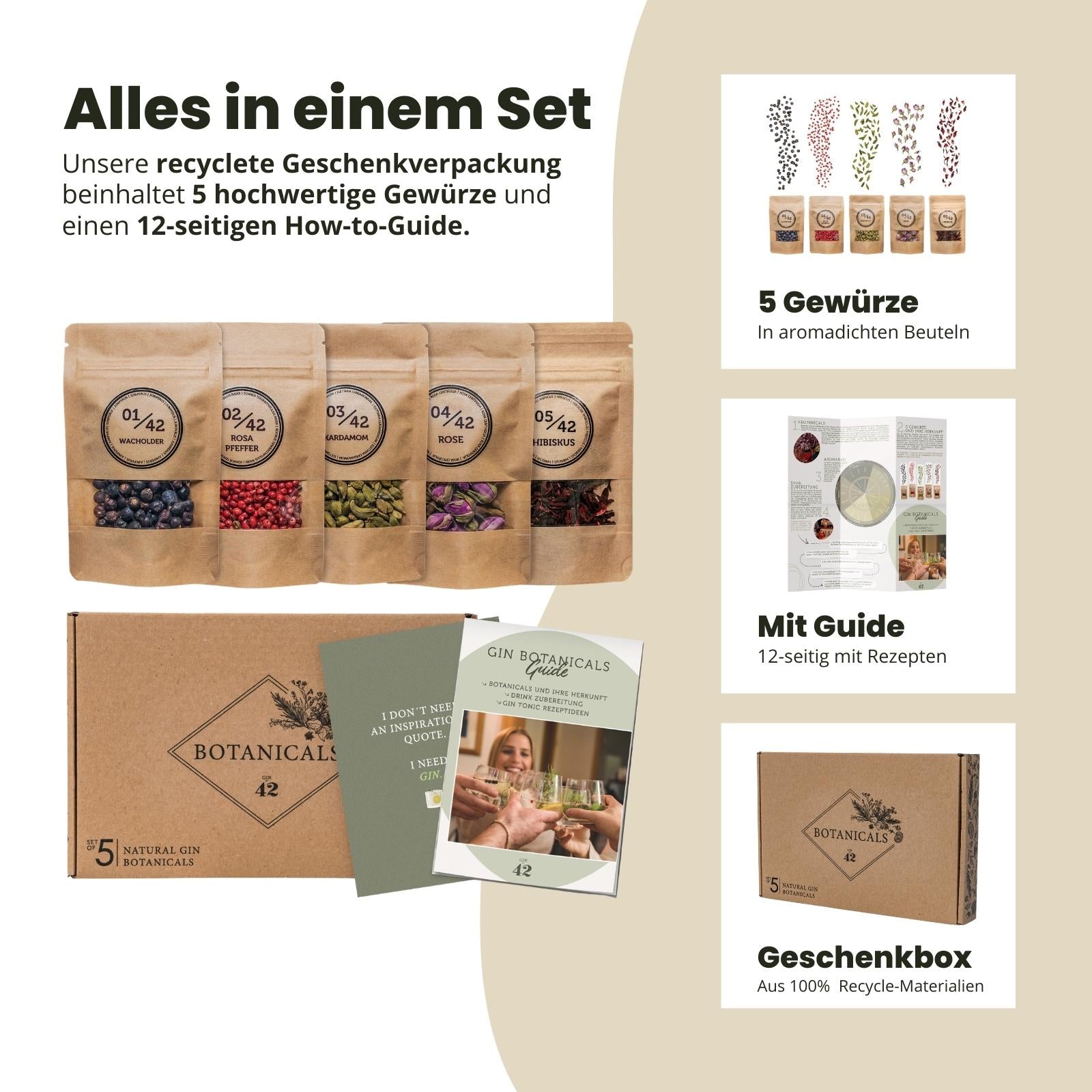 Gin Gewürze - 5 natürliche Gin Botanicals im Set – Gin 42