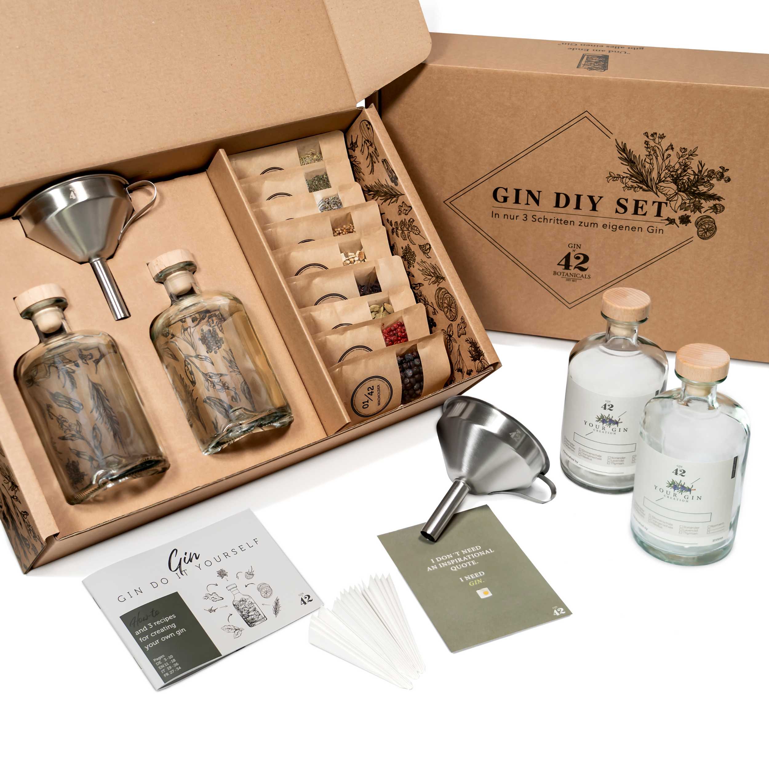 Gin Set zum Selbermachen ohne Basisalkohol – Gin 42
