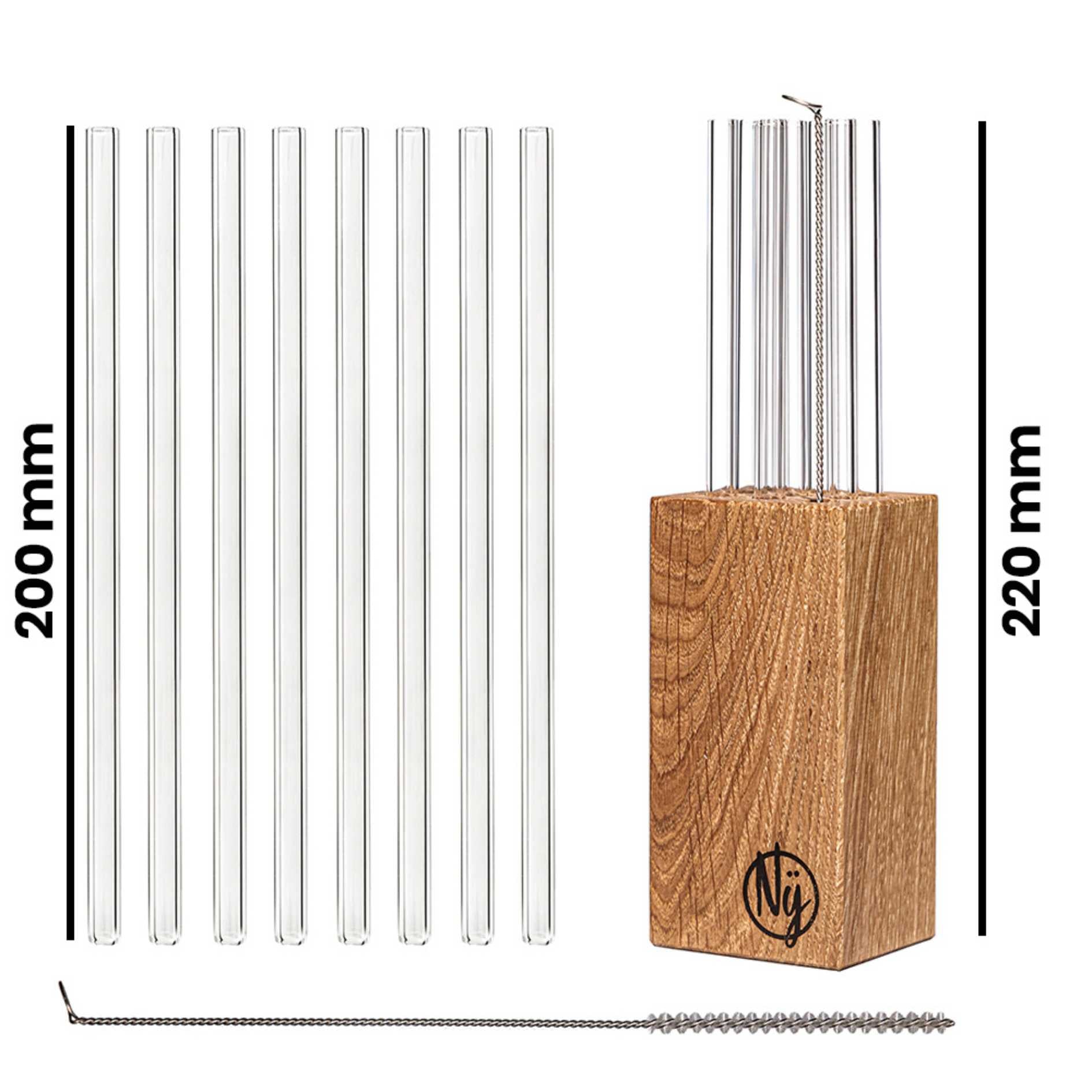 Nÿ Straw - Glas Strohhalme 8er Set (20 cm Strohhalm) - Mit Reinigungsb ...